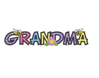 Grandma Calligraphy Script Embroidery Design Instant Email - Etsy