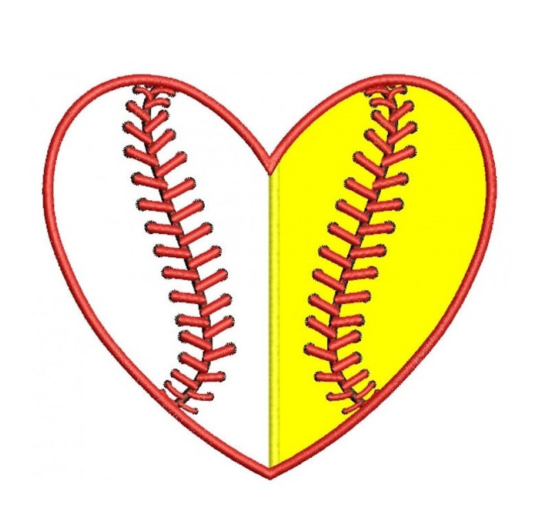 Divided Heart Baseball Applique Machine Embroidery Digitized Design ...