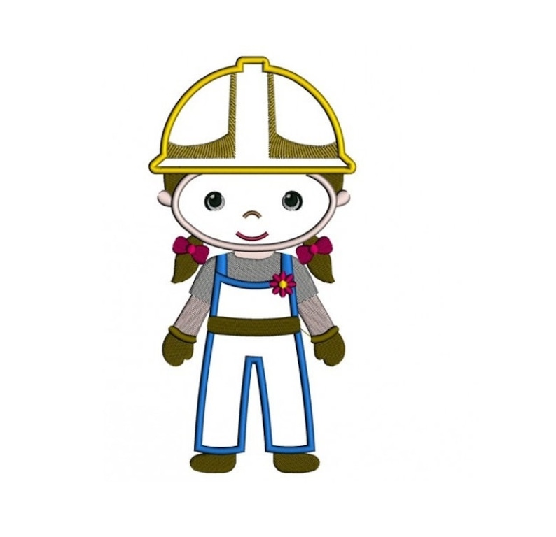 Girl Construction Worker Applique Machine Embroidery Digitized - Etsy