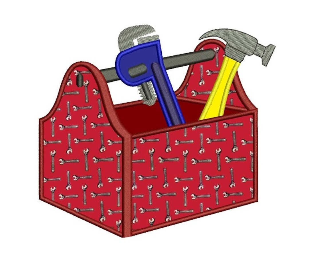 Toolbox Wrench and Hammer Applique Mechanic Handyman Machine Embroidery ...