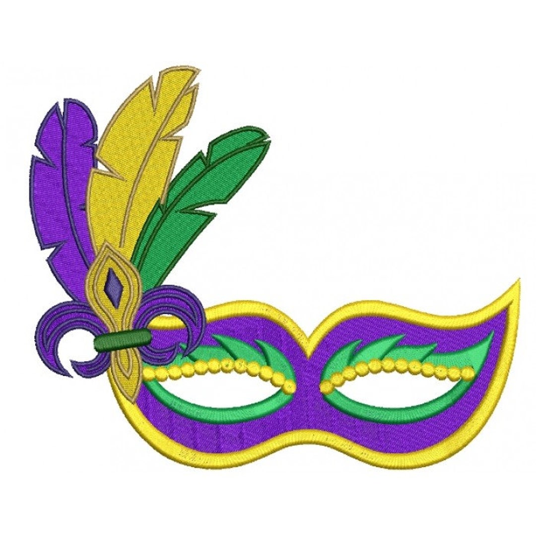 Mardi Gras Mask With Feathers Filled Machine Embroidery Digitized