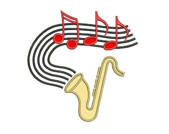 Saxophone Filled Music Machine Embroidery Digitized Design | Etsy