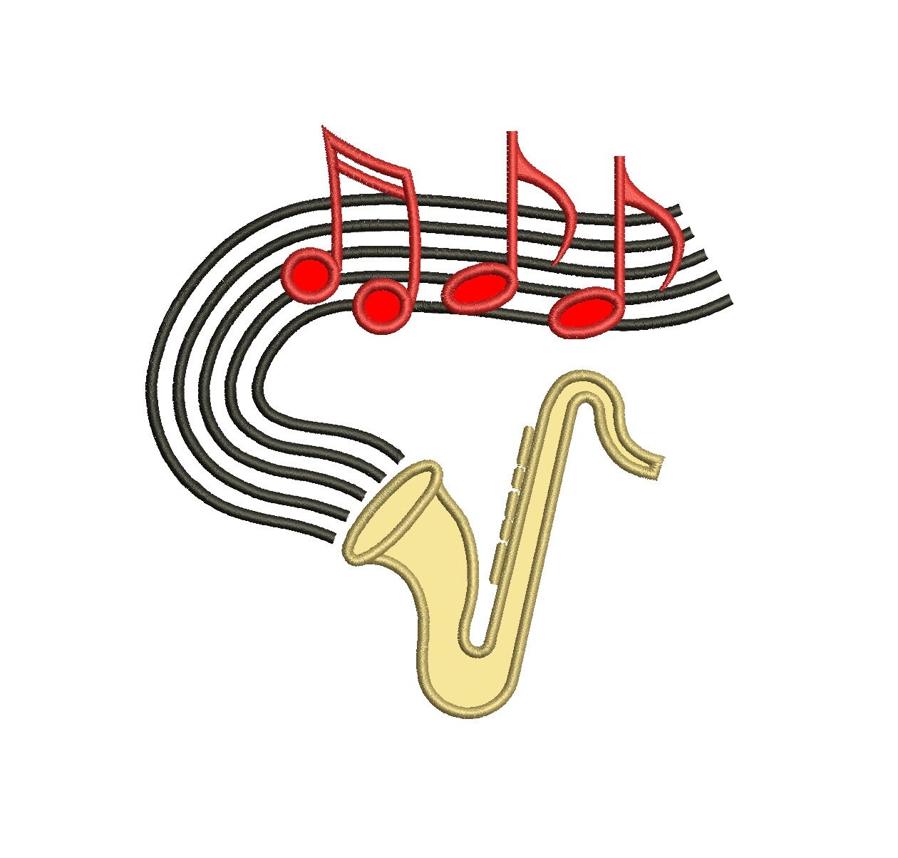 Saxophone Applique Music Machine Embroidery Digitized Design Design ...