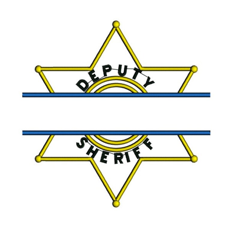 Deputy Sheriff Police Badge Split Applique Machine Embroidery Digitized ...