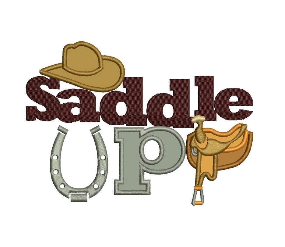 Saddle Up Horseshoe and a Saddle Applique Machine Embroidery | Etsy
