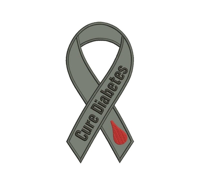 Cure Diabetes Ribbon Applique Machine Embroidery Digitized | Etsy