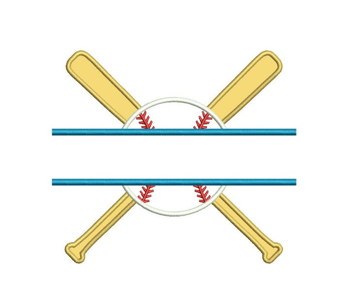 Baseball With Bats Split Applique With a Baseball Design | Etsy