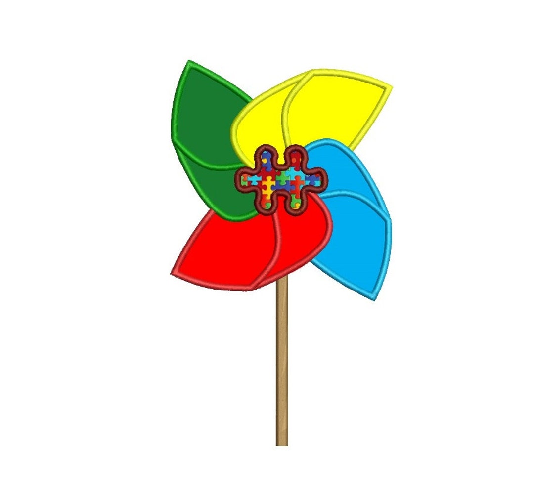 Pinwheel Autism Awareness Applique Machine Embroidery Digitized Design ...