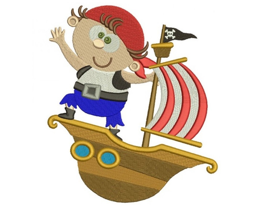 Cute Boy Pirate Filled Machine Embroidery Digitized Design Pattern ...