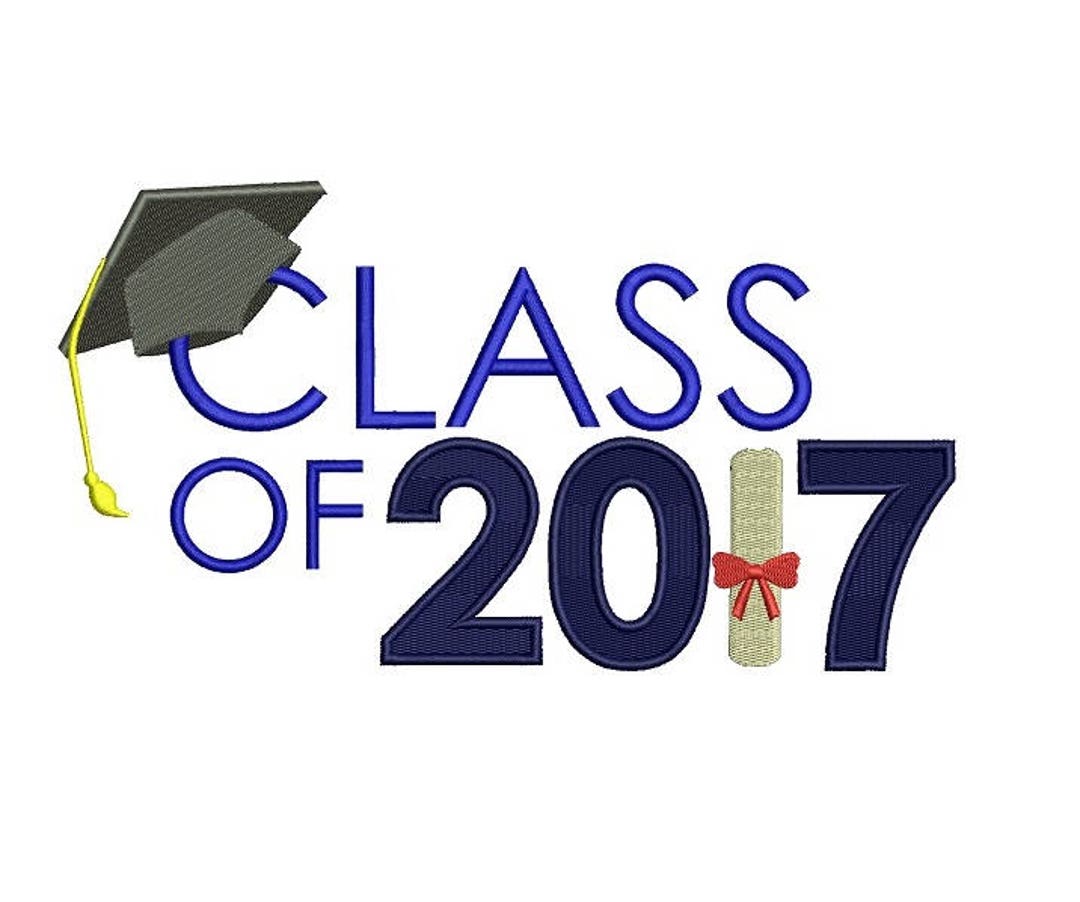 Graduation Class of 2017 Filled Machine Embroidery Digitized Design ...