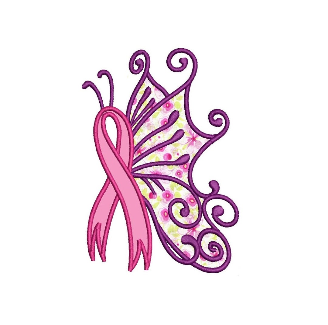 Support Breast Cancer Butterfly Machine Embroidery Digitized Design ...