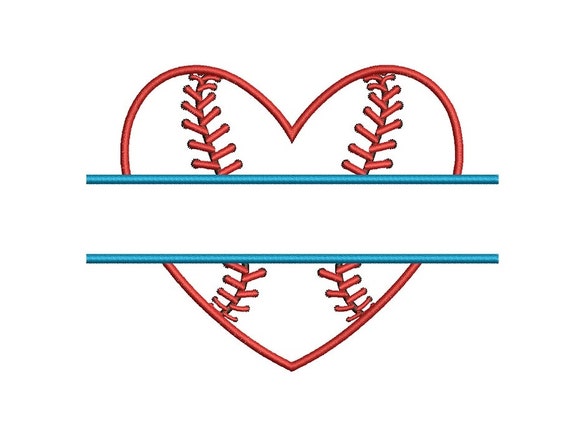 Heart Split Baseball Applique Machine Embroidery Digitized | Etsy