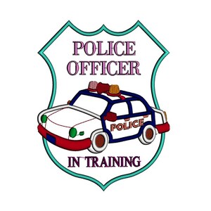 Police Officer in Training Badge Applique Embroidery Digitized Design ...