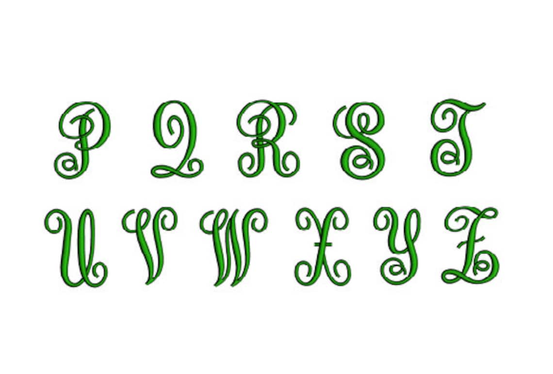 Fancy Monogram Embroidery Font Upper Case Satin Stitch Digitized ...