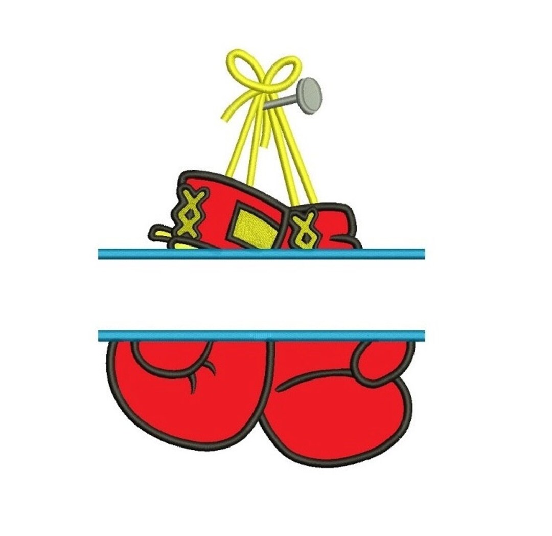Boxing Gloves Split Applique Machine Embroidery Digitized Pattern ...