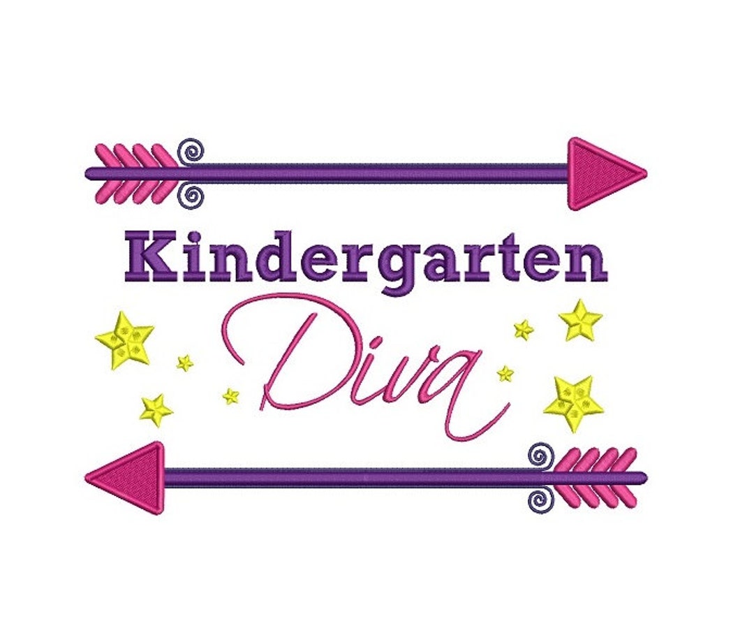 Kindergarten Diva School Filled Machine Embroidery Digitized Design ...