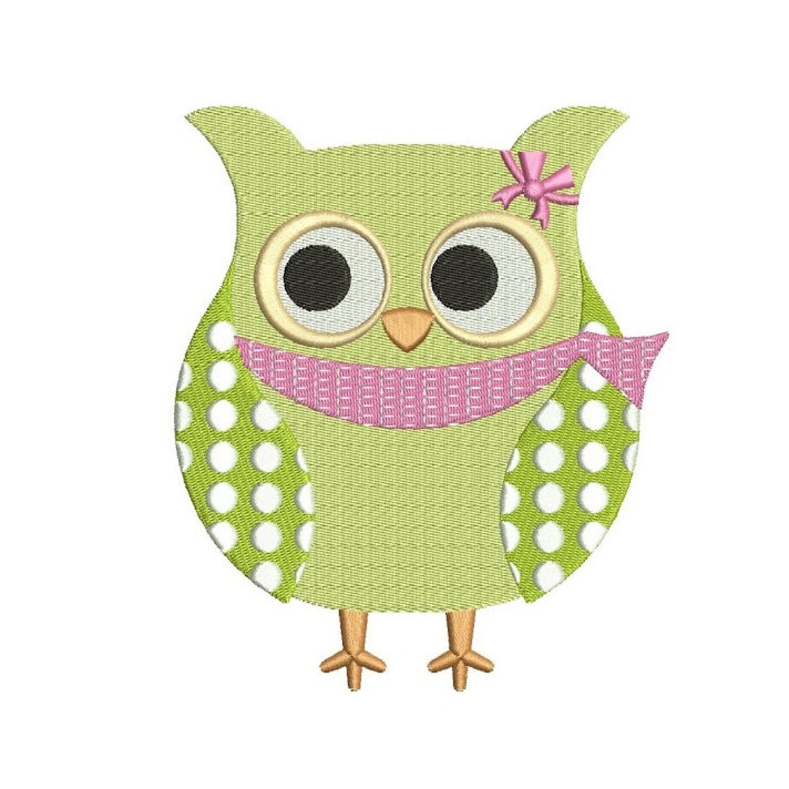 Owl Bird With Polka Dots Machine Embroidery Digitized Design Filled ...