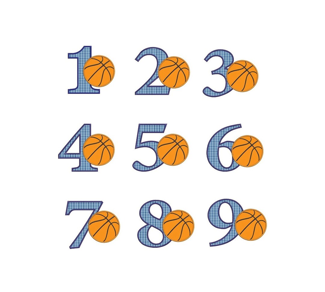 Basketball 1-9 Number Set Applique Machine Embroidery Digitized Design ...