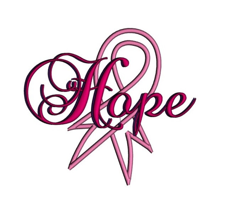 Hope Breast Cancer Ribbon Applique Machine Embroidery | Etsy