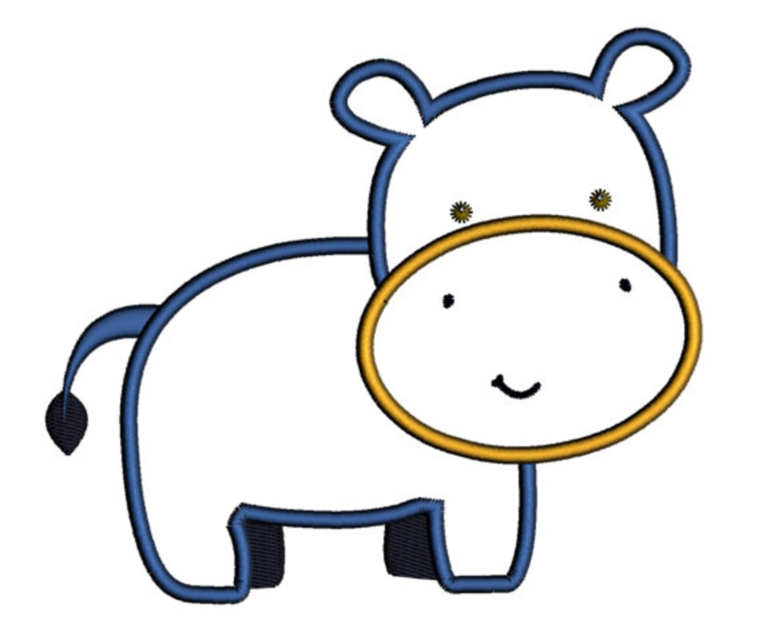 Hippo Applique Machine Embroidery Design Digitized Pattern - Etsy