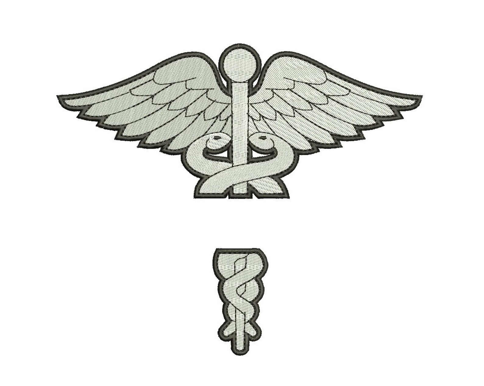 Medical Caduceus Split Machine Embroidery Filled Design Instant ...
