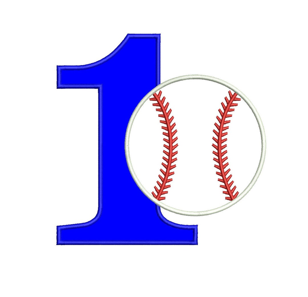 First Birthday Number 1 Baseball Design Machine Embroidery Digitized ...