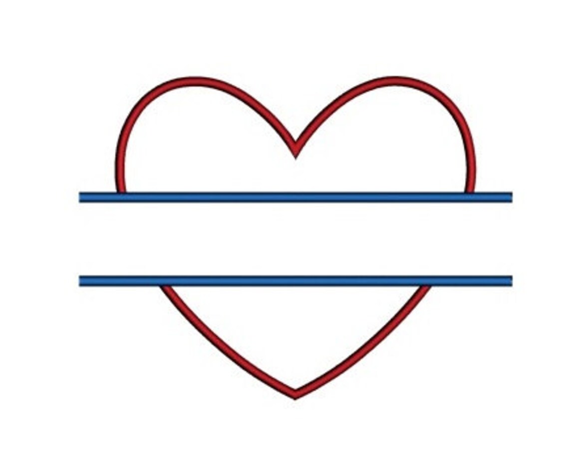 Heart Split Applique Machine Embroidery Digitized Design | Etsy