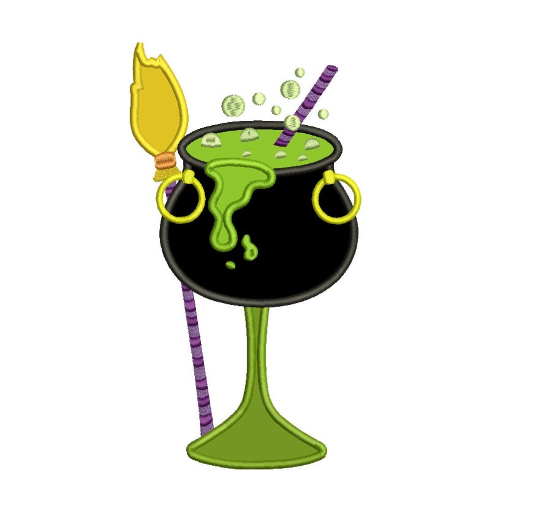 Witch's Boiling Pot Halloween Applique Machine Embroidery Digitized ...