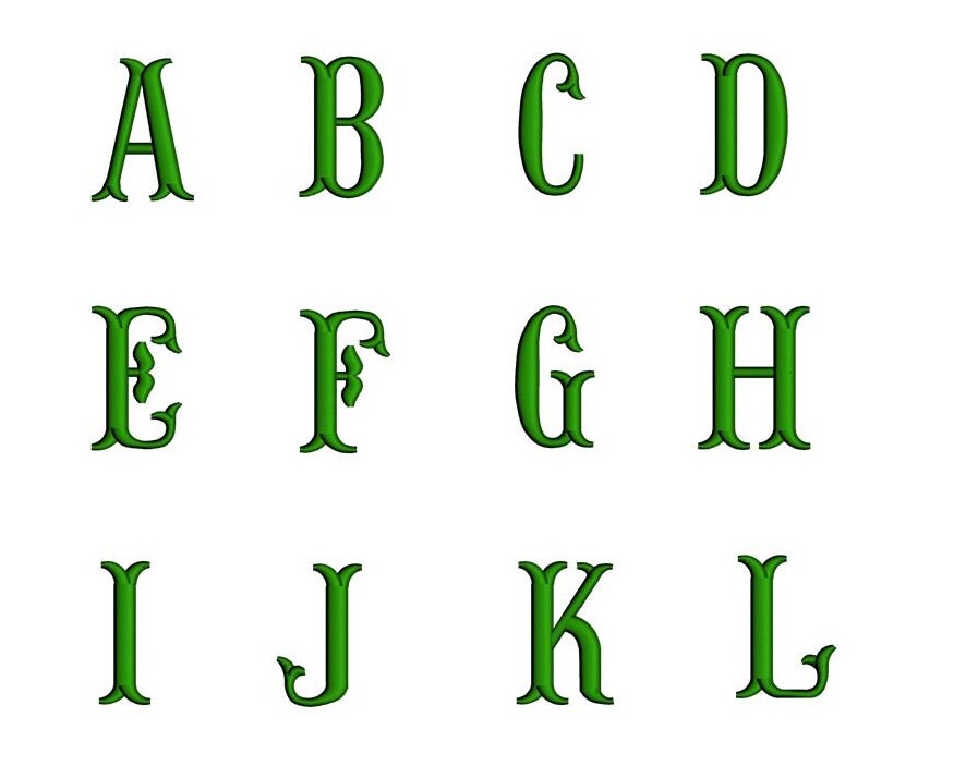 Fish Tail Monogram Embroidery Font Upper Case Satin Stitch - Etsy