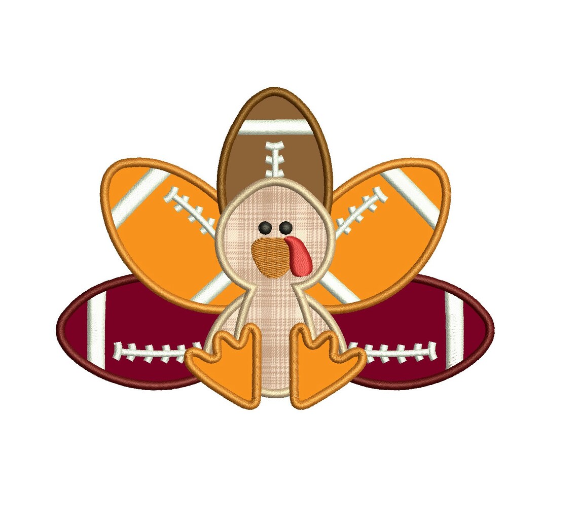 Football Turkey Thanksgiving Applique Machine Embroidery - Etsy