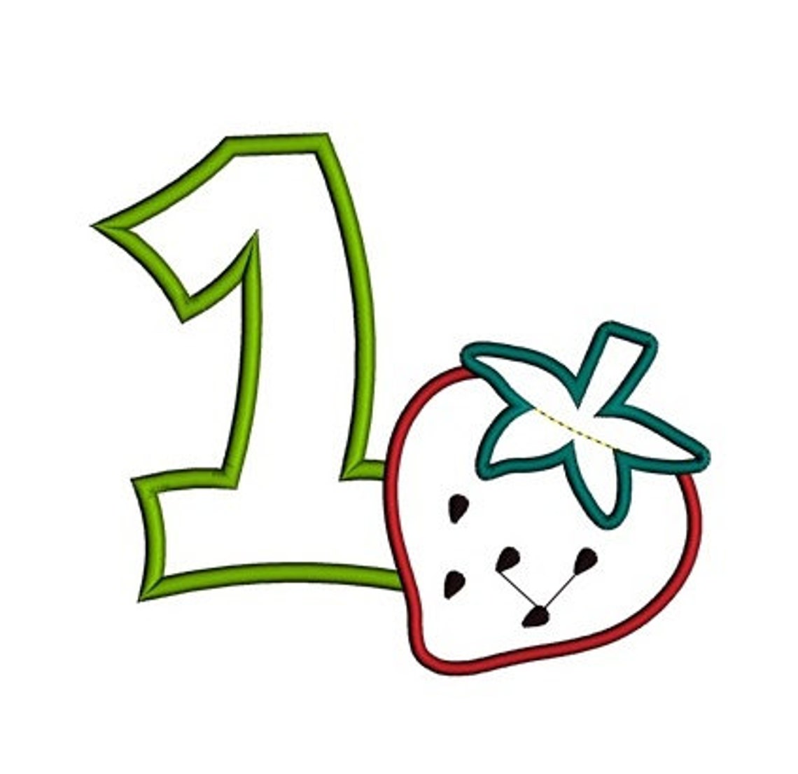 Birthday Strawberry Number 1 Applique 1st Birthday Machine - Etsy