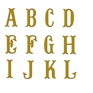 Large Fish Tail Monogram Embroidery Font Upper Case Satin Stitch ...