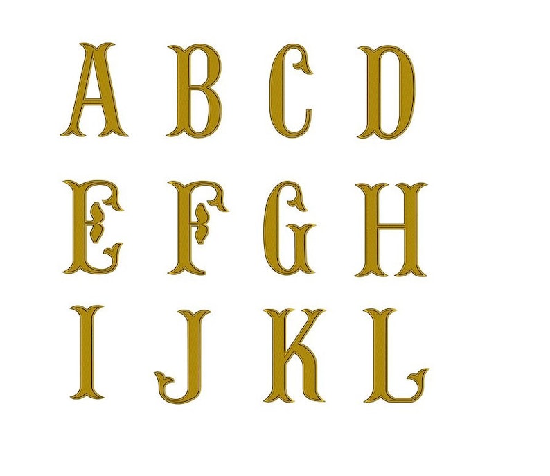 Large Fish Tail Monogram Embroidery Font Upper Case Satin Stitch ...