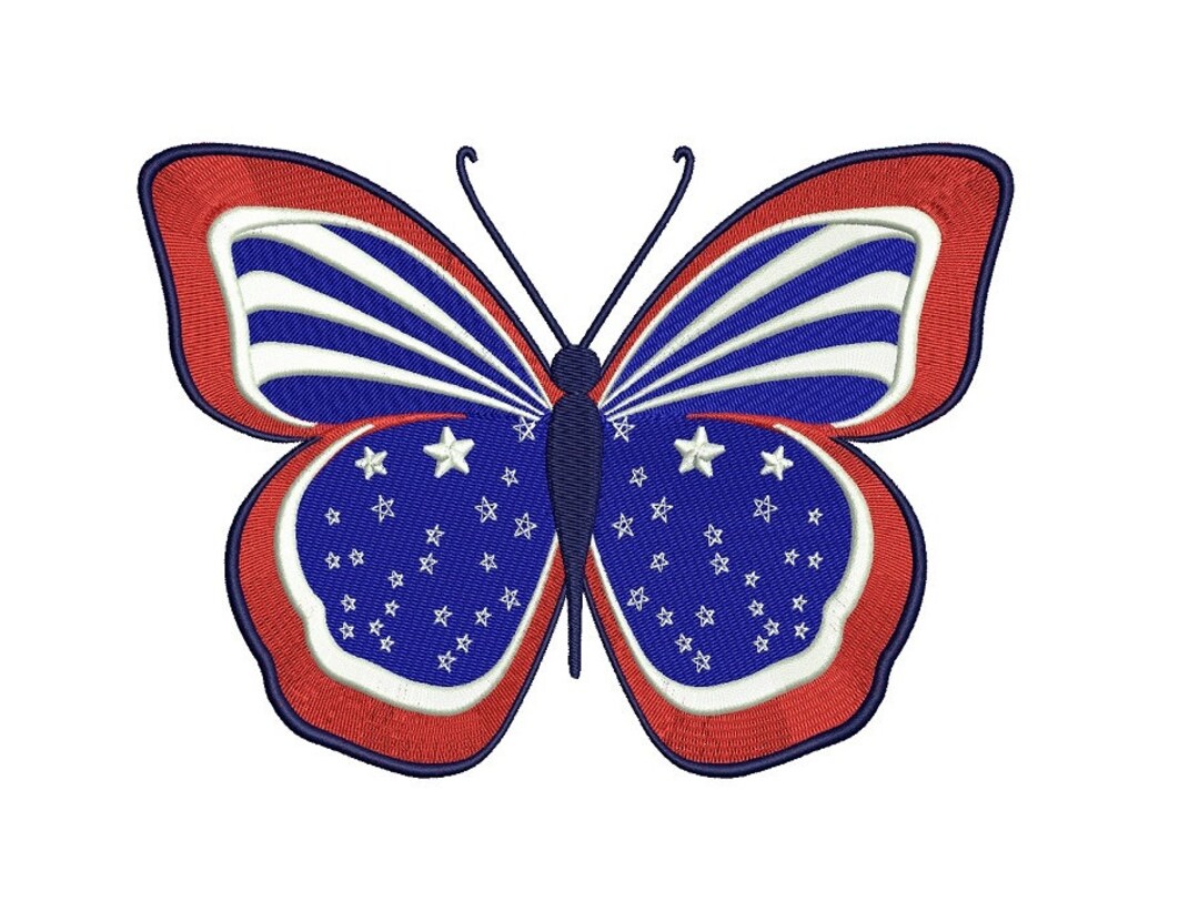 American Flag Butterfly 4th of July Independence Day Machine Embroidery ...