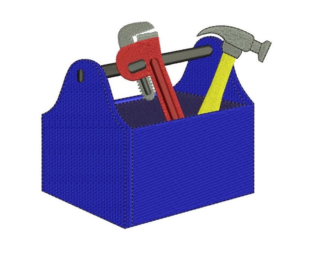 Toolbox Wrench and Hammer Mechanic Handyman Machine Filled Embroidery ...
