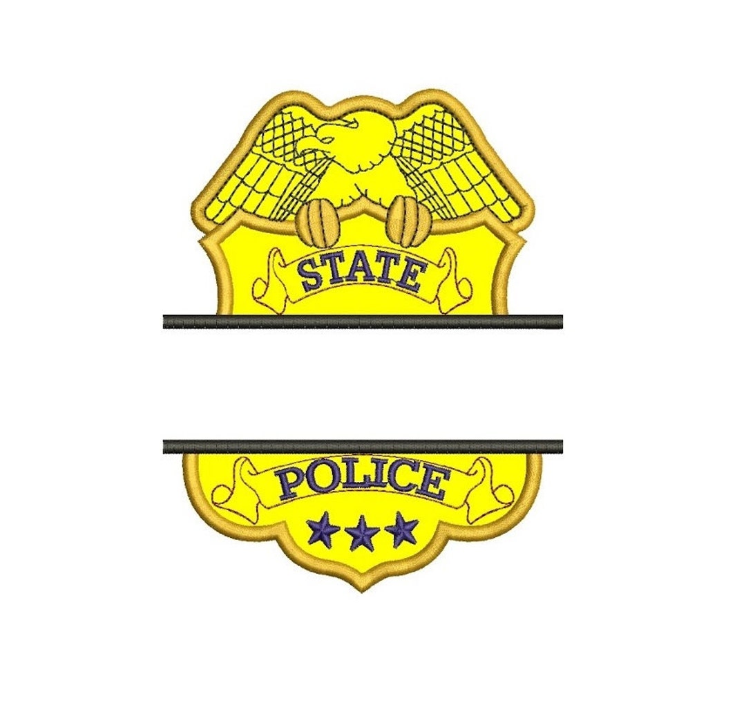 State Police Badge Applique Split Machine Embroidery Digitized Design ...