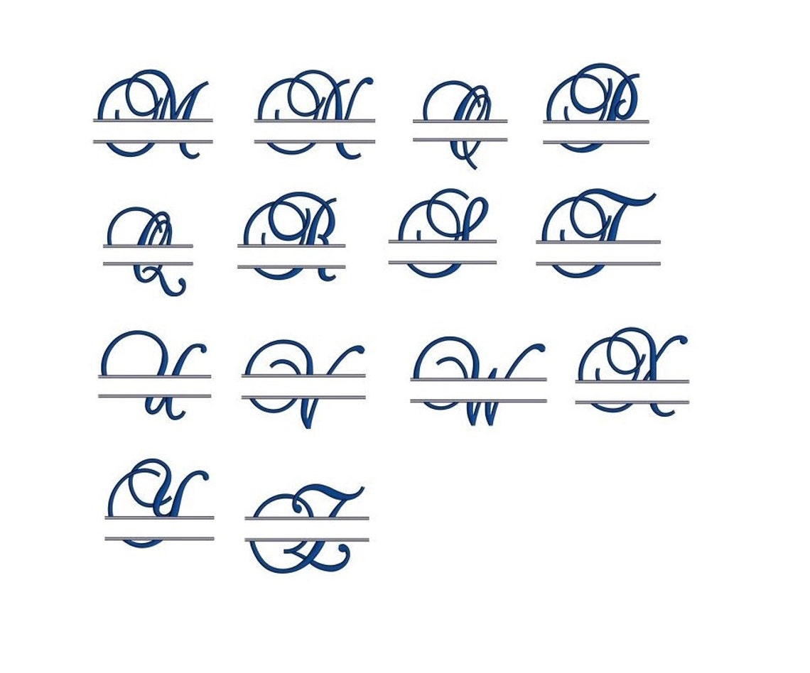 Brock Split Monogram Embroidery Font Upper Case Satin Stitch - Etsy