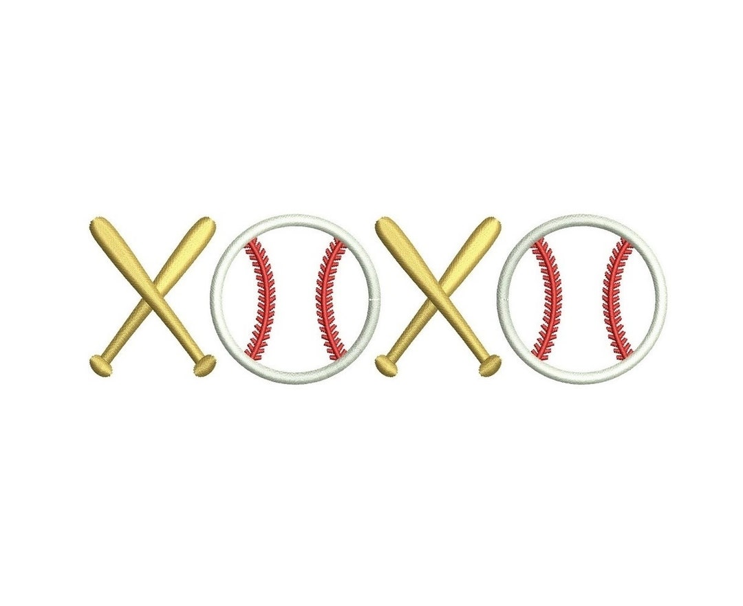 Baseball Bats and Ball XOXO Applique Machine Embroidery Digitized ...
