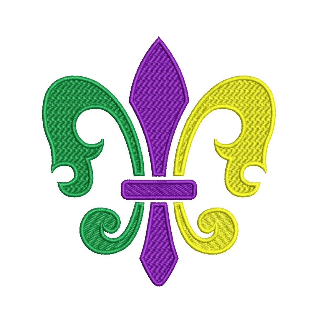 Mardi Gras Fleur De Lis Filled Machine Embroidery Digitized Design ...