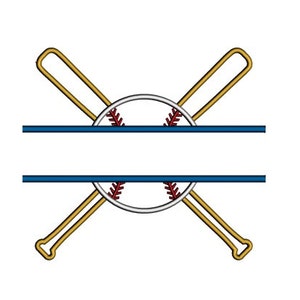 Baseball With Bats Split Applique With a Baseball Design Machine ...