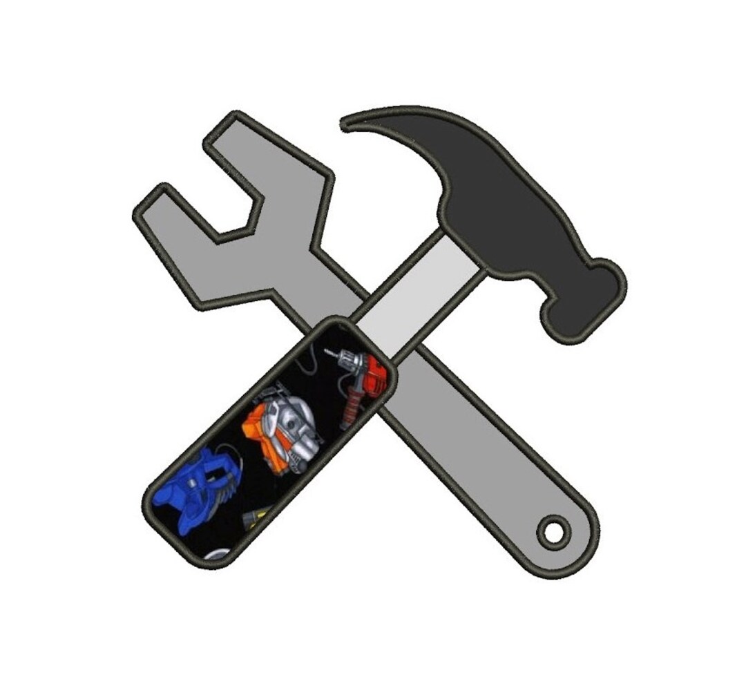 Hammer and a Wrench Applique Mechanic Handyman Machine Embroidery ...