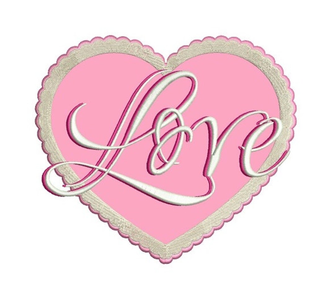 Love Big Heart Machine Embroidery Applique Design Digitized Pattern ...