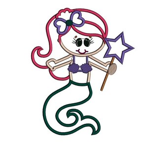 Little Mermaid Applique Machine Embroidery Digitized Design Pattern ...