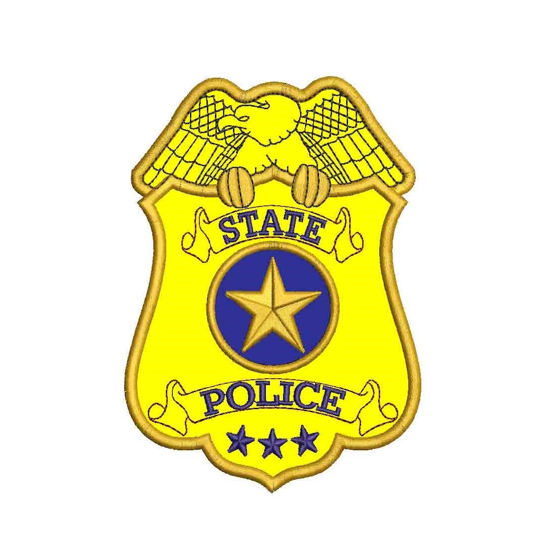 State Police Badge Applique Machine Embroidery Digitized Design Pattern ...