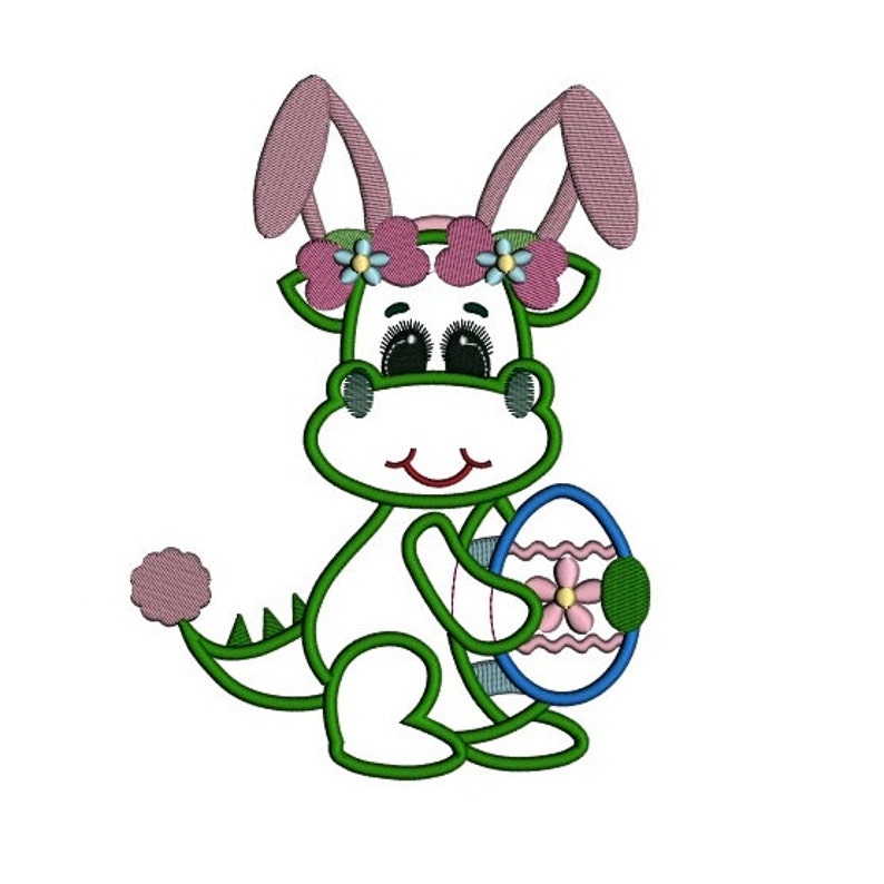 Easter Dino Bunny With Bunny Ears Applique Machine Embroidery - Etsy