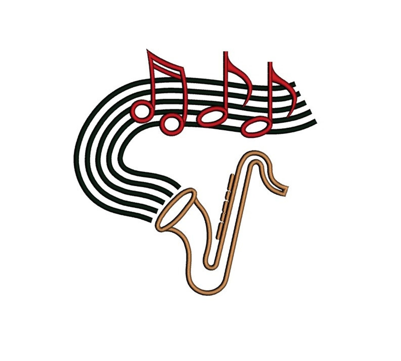 Saxophone Applique Music Machine Embroidery Digitized Design Design ...