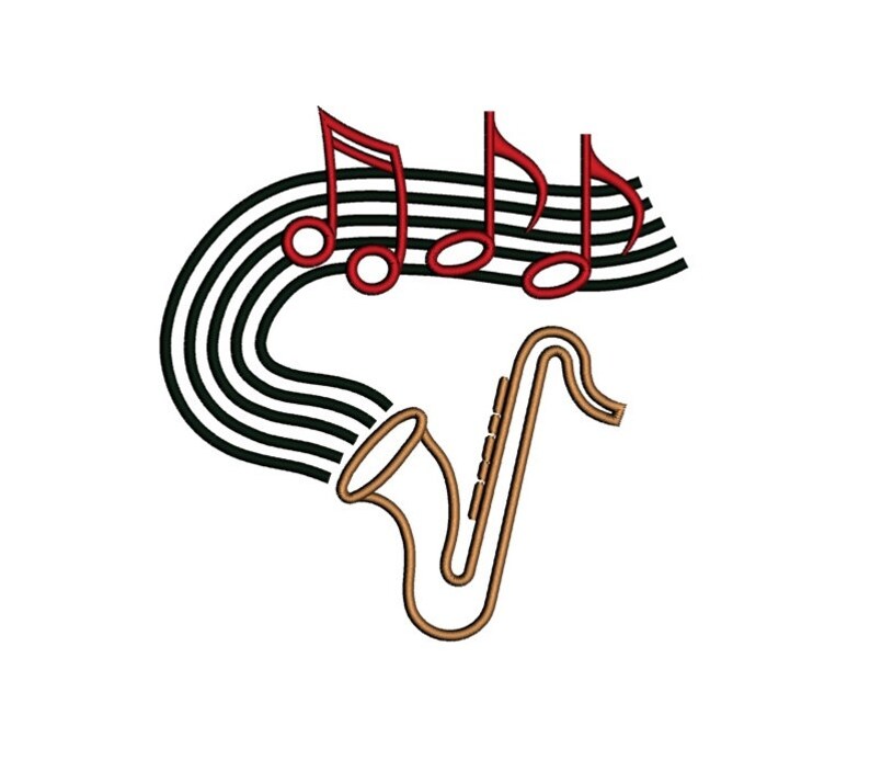Saxophone Applique Music Machine Embroidery Digitized Design Design ...
