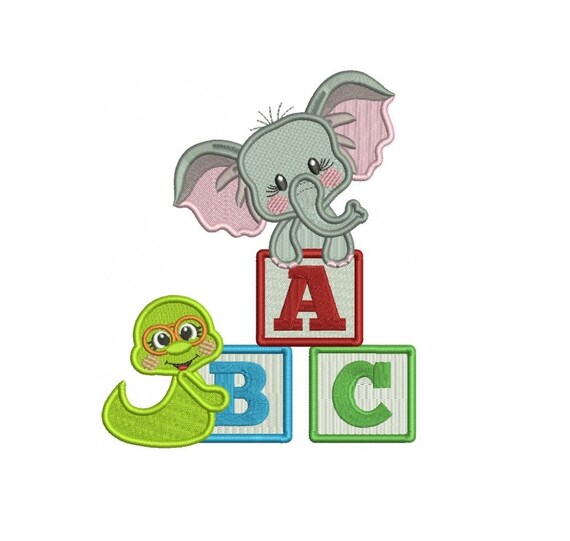 Little Elephant With ABC Blocks Back To School Filled Machine | Etsy