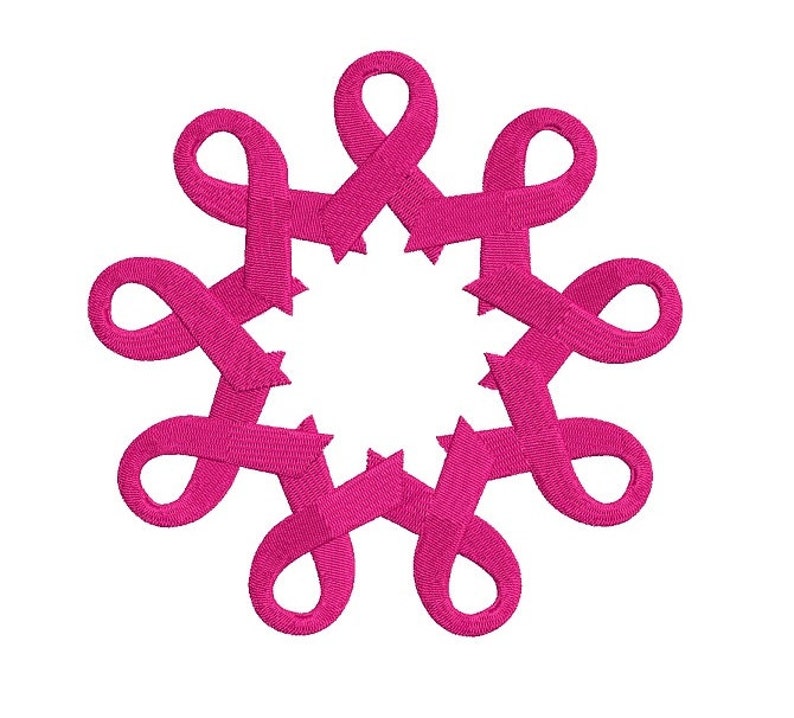 Breast Cancer Ribbon Circle Machine Embroidery Digitized Design Filled ...