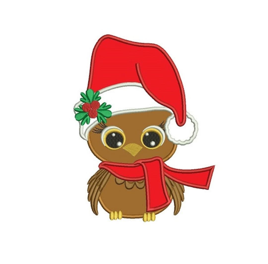 Baby Bird Wearing Cute Santa Hat Christmas Applique Machine Embroidery ...